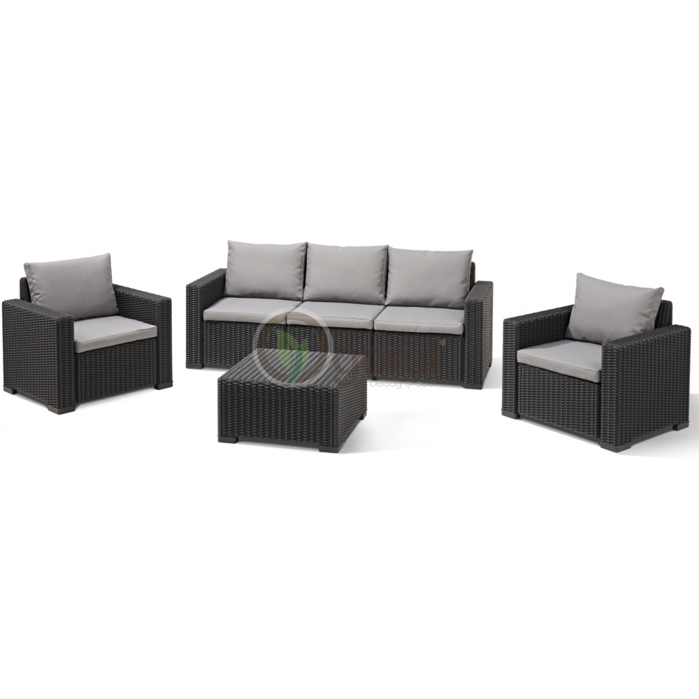 Set mobilier gradina ratan California Graphite - Coolgrey, 5 locuri ...